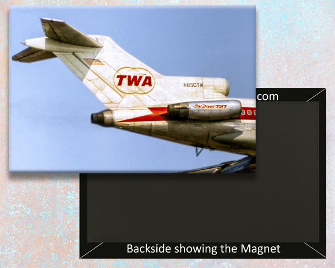 TWA Airlines Boeing 727 Tail Logo Handmade 3.25" X 2.25" Fridge Magnet ...