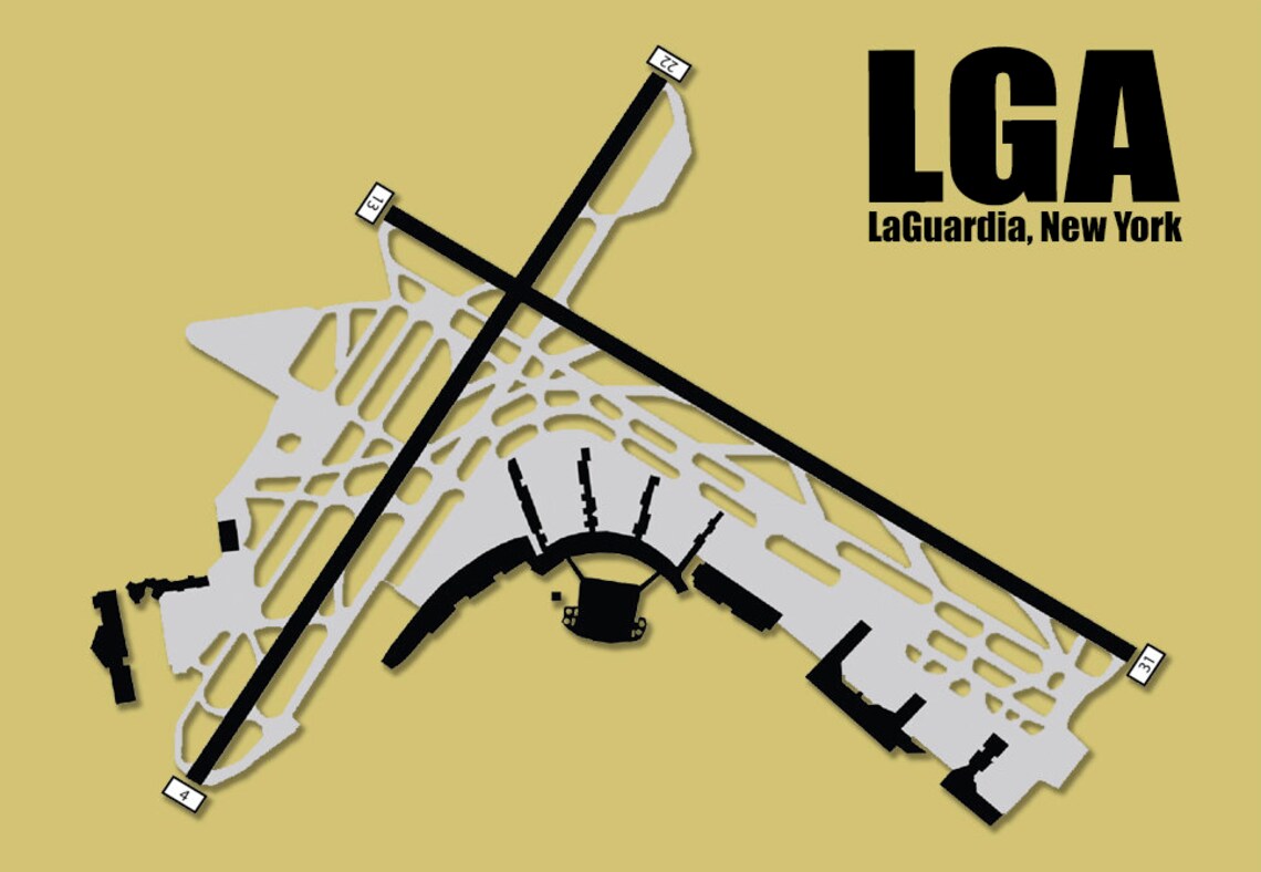 LGA Laguardia Airport Diagram Map Handmade 3.25 X 2.25 Fridge Magnet ...