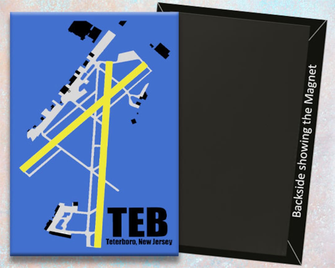 TEB Teterboro Airport Diagram Map Handmade 3.25" X 2.25" Magnet ...