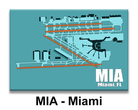MIA Miami Airport Diagram Map Handmade 3.25 X 2.25 | Etsy