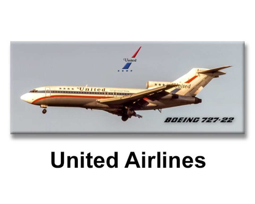 United Airlines Friendship Boeing 727-22 Handmade 2 X 5 Photo Magnet ...