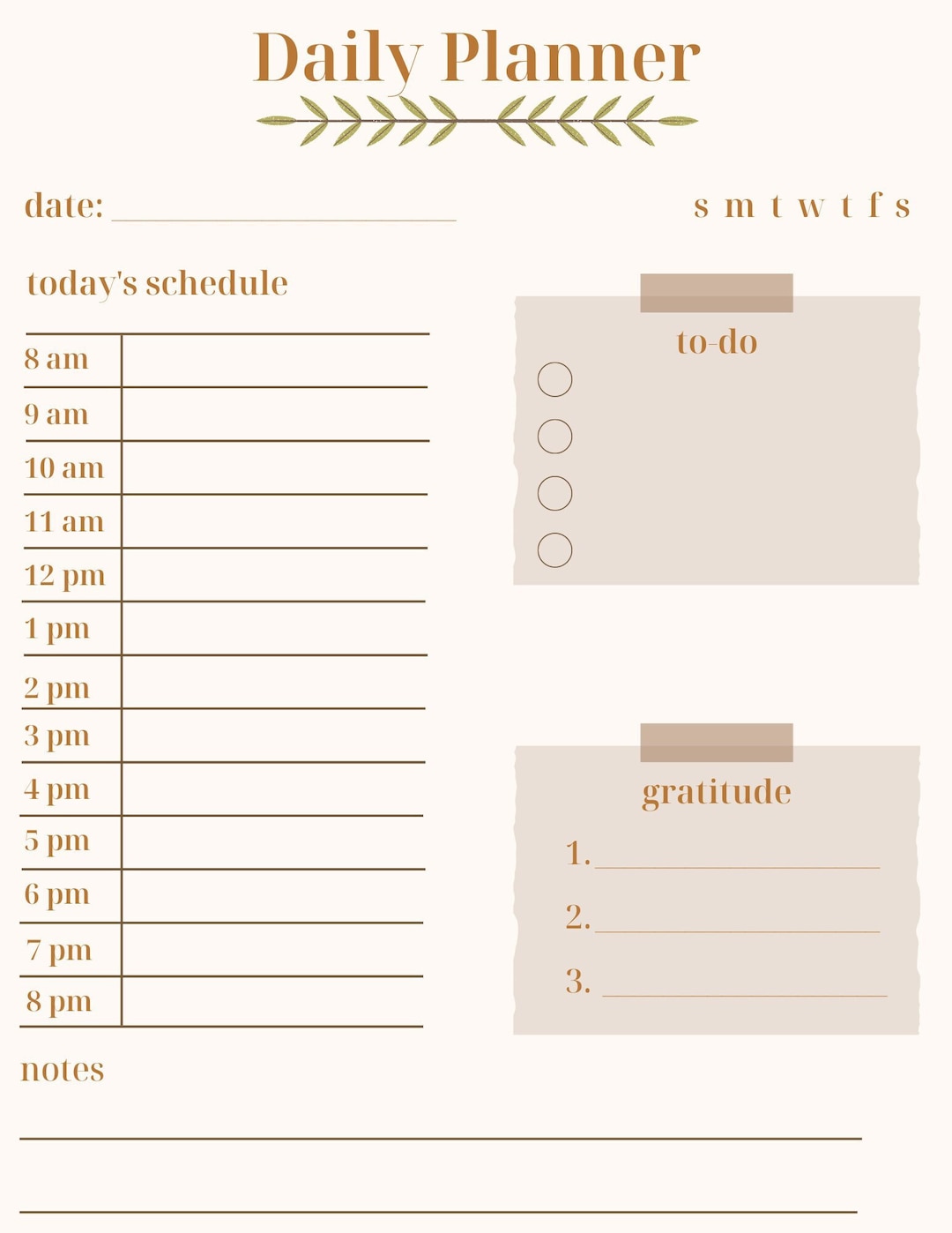 Printable Daily Planner | Neutral Color Daily Planner | Joyful Heart ...