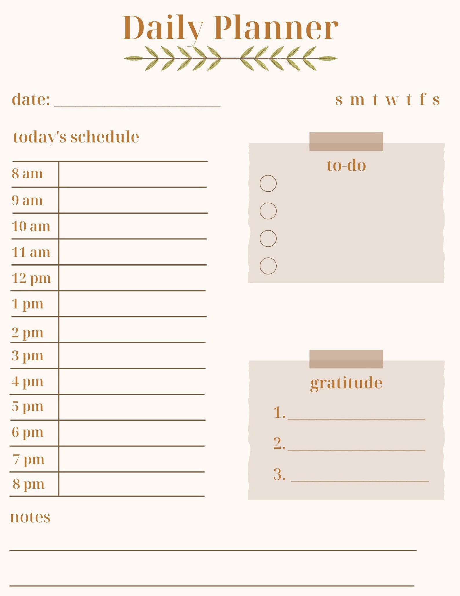 Printable Daily Planner | Neutral Color Daily Planner | Joyful Heart ...
