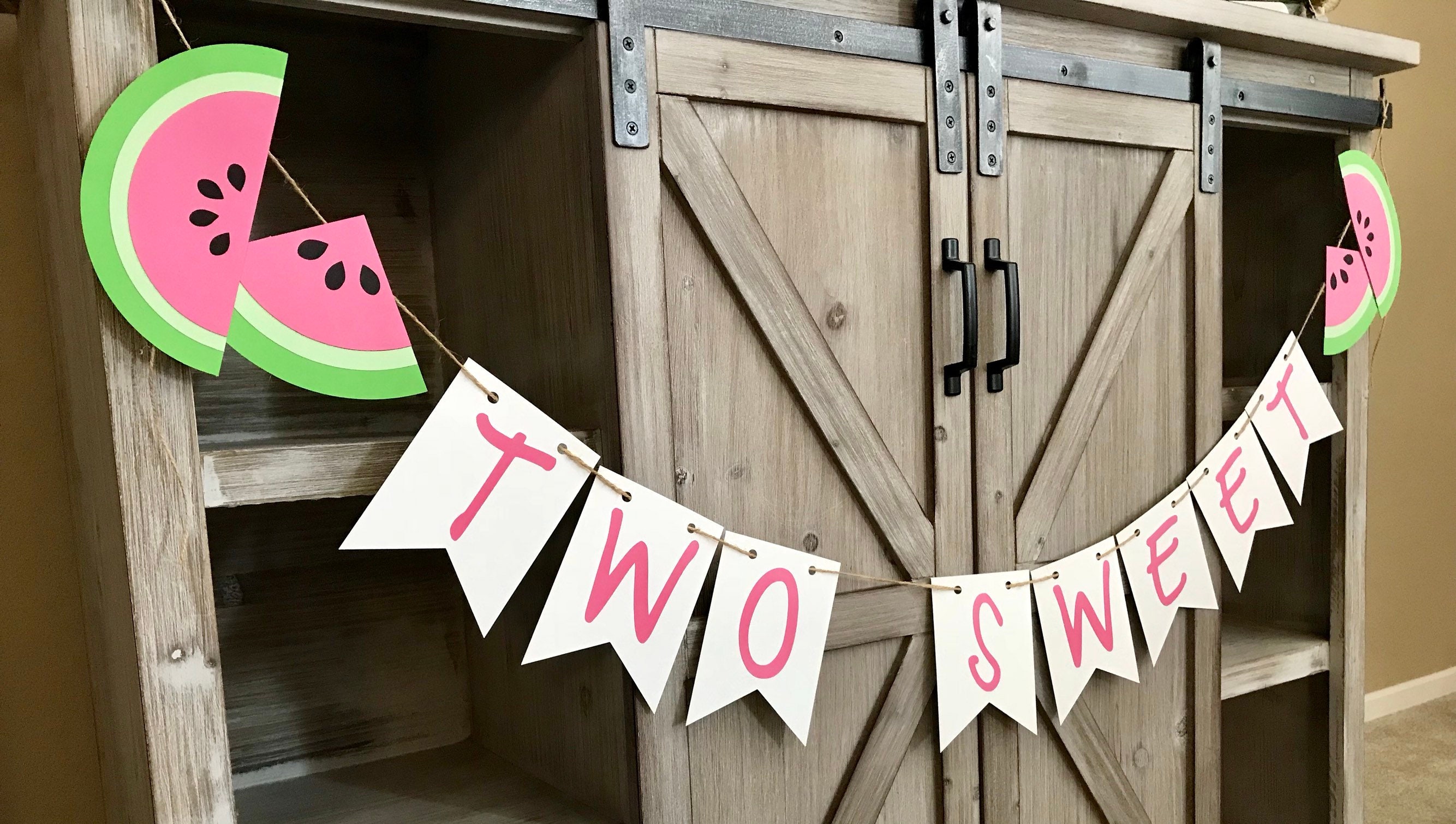 Two Sweet Banner-watermelon Pink Watermelon Two-tti Fruity - Etsy