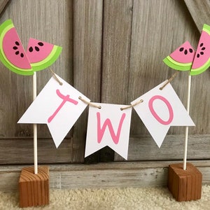 Two-sweet Cake Topper-pink Watermelon Second Birthday Twotti - Etsy