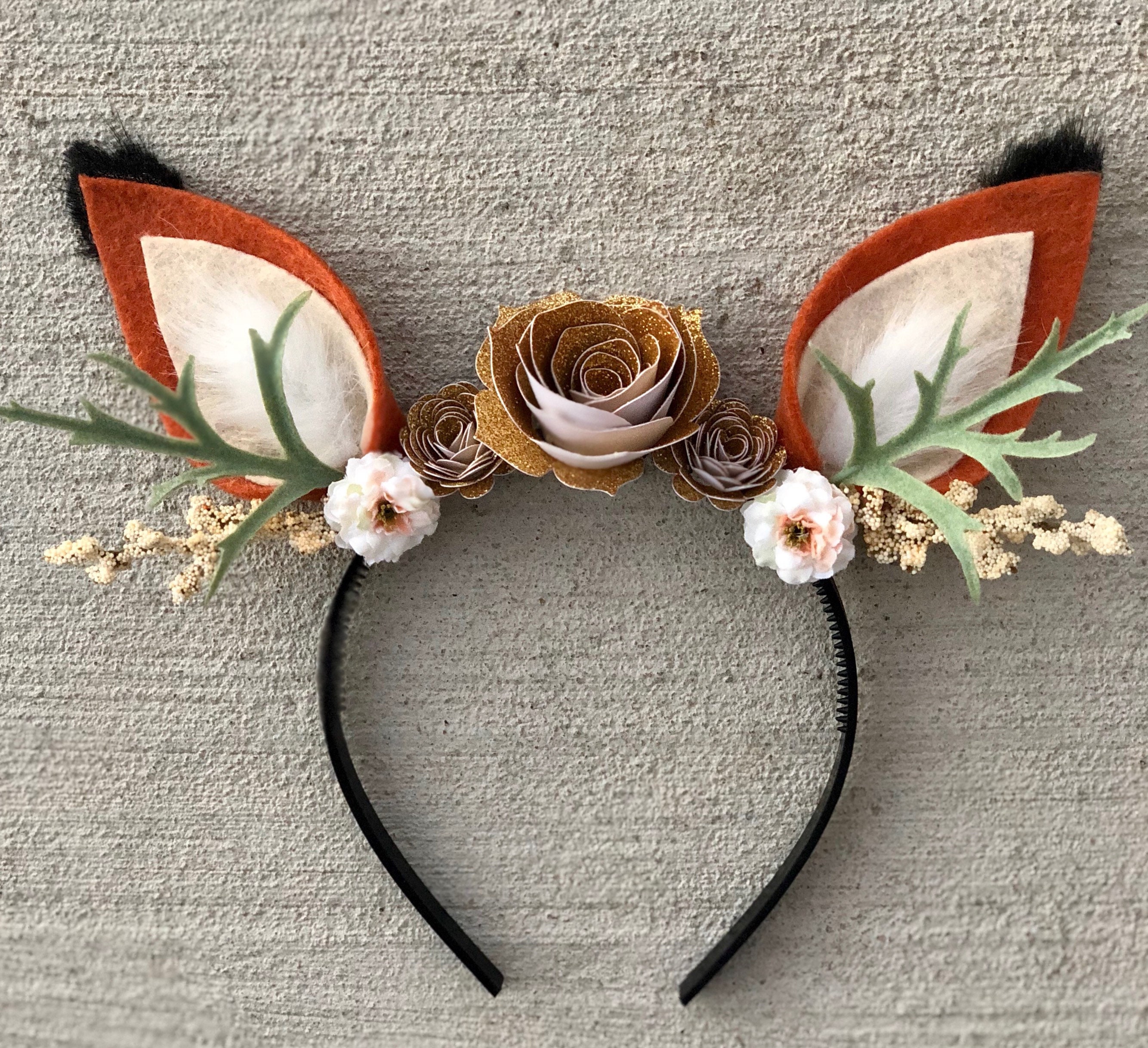 Fox Headband With Flowers-fox Costume-fits Kids and - Etsy UK