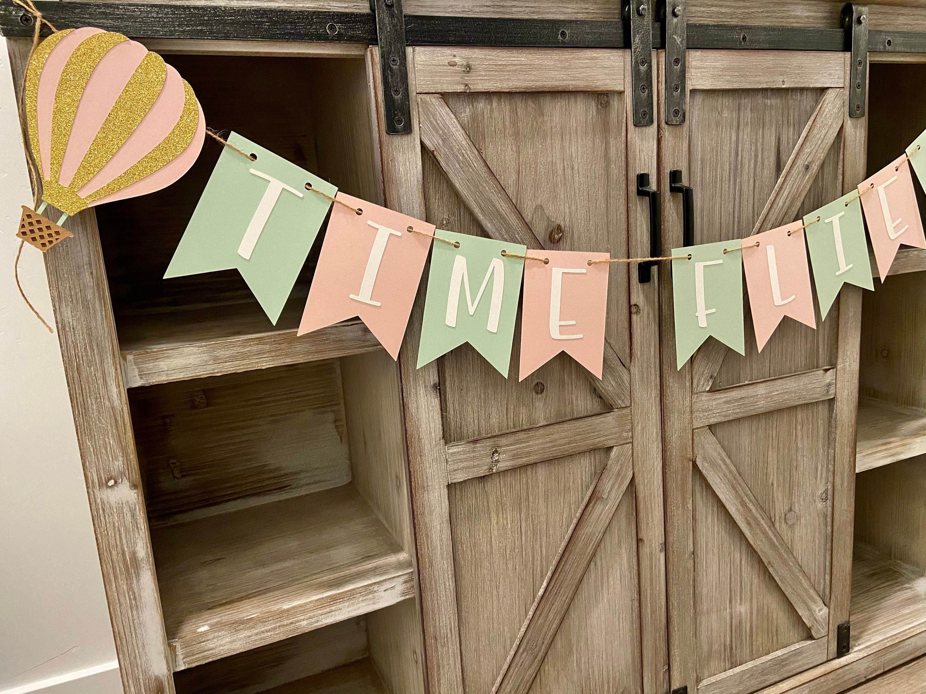 Hot Air Balloon Time Flies Banner-hot Air Balloon Time - Etsy