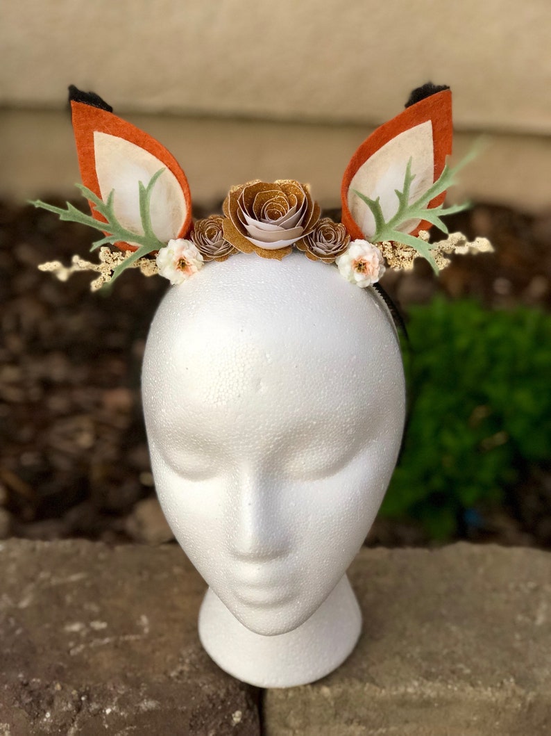 Fox Headband With Flowers-fox Costume-fits Kids and - Etsy UK