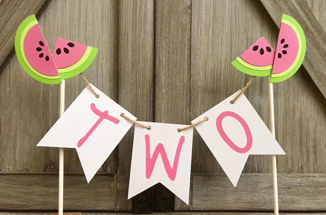 Two-Sweet Cake Topper-Pink Watermelon Second Birthday Twotti | Etsy