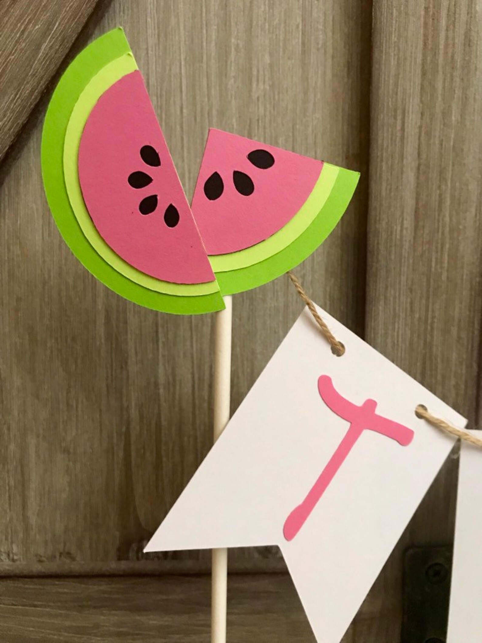 Two-sweet Cake Topper-pink Watermelon Second Birthday Twotti | Etsy