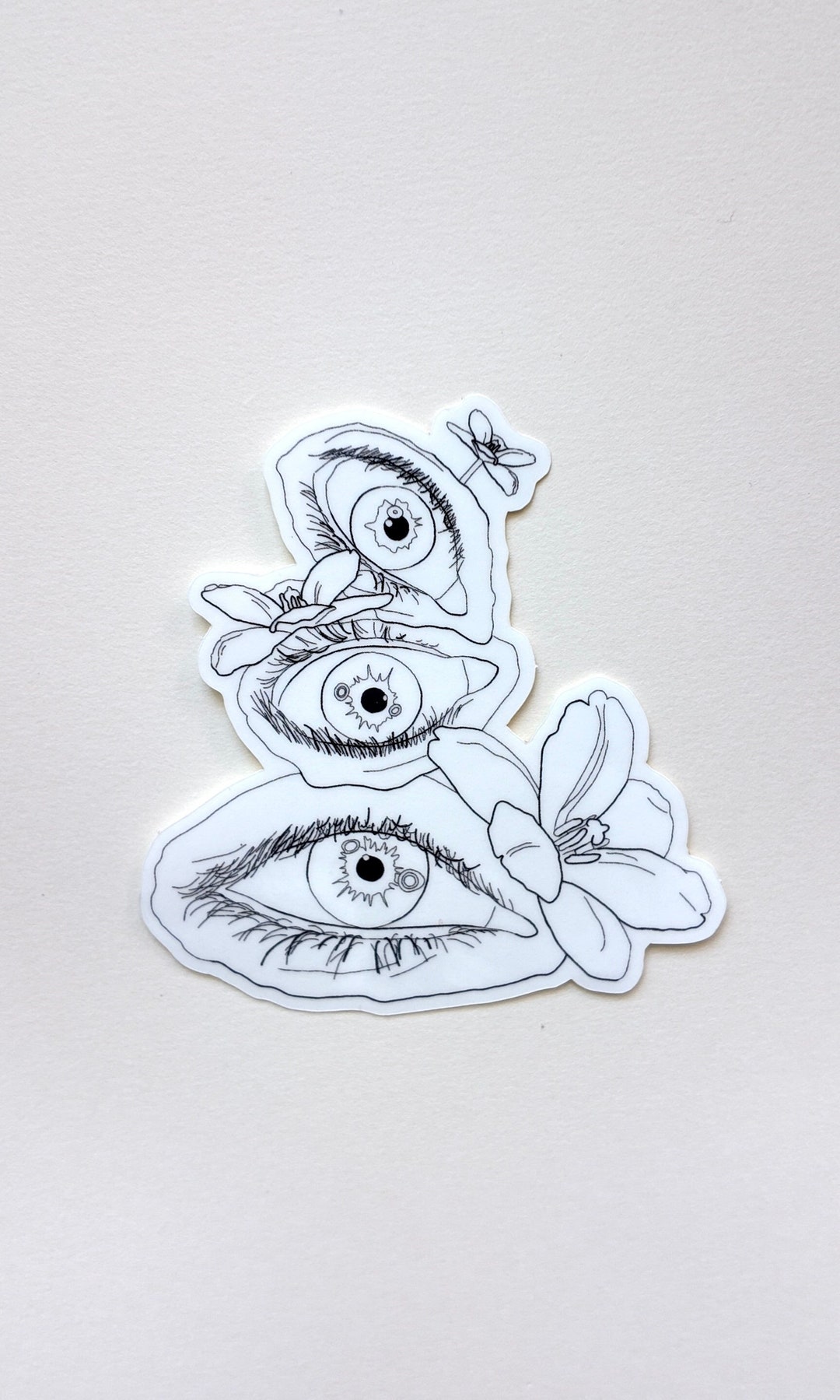 Eyeball Stack Sticker: Line Art Clear Vinyl Decal - Etsy