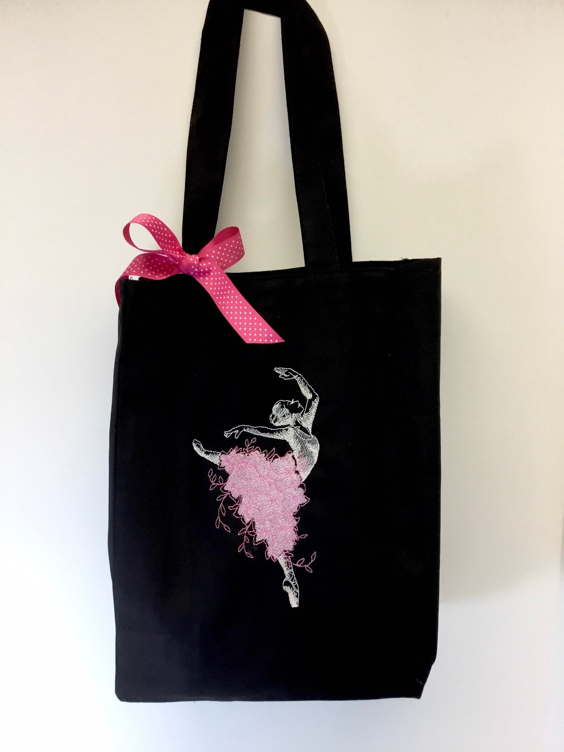 Ballet Tote Bag With an Embroidered Ballerina and Pink - Etsy