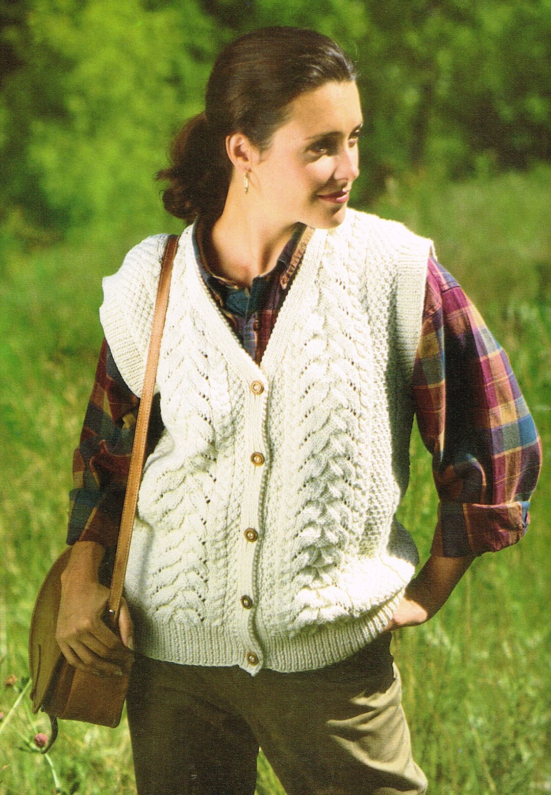 Vintage Women's Knitting Pattern for an Aran Style Vest Pattern PDF ...