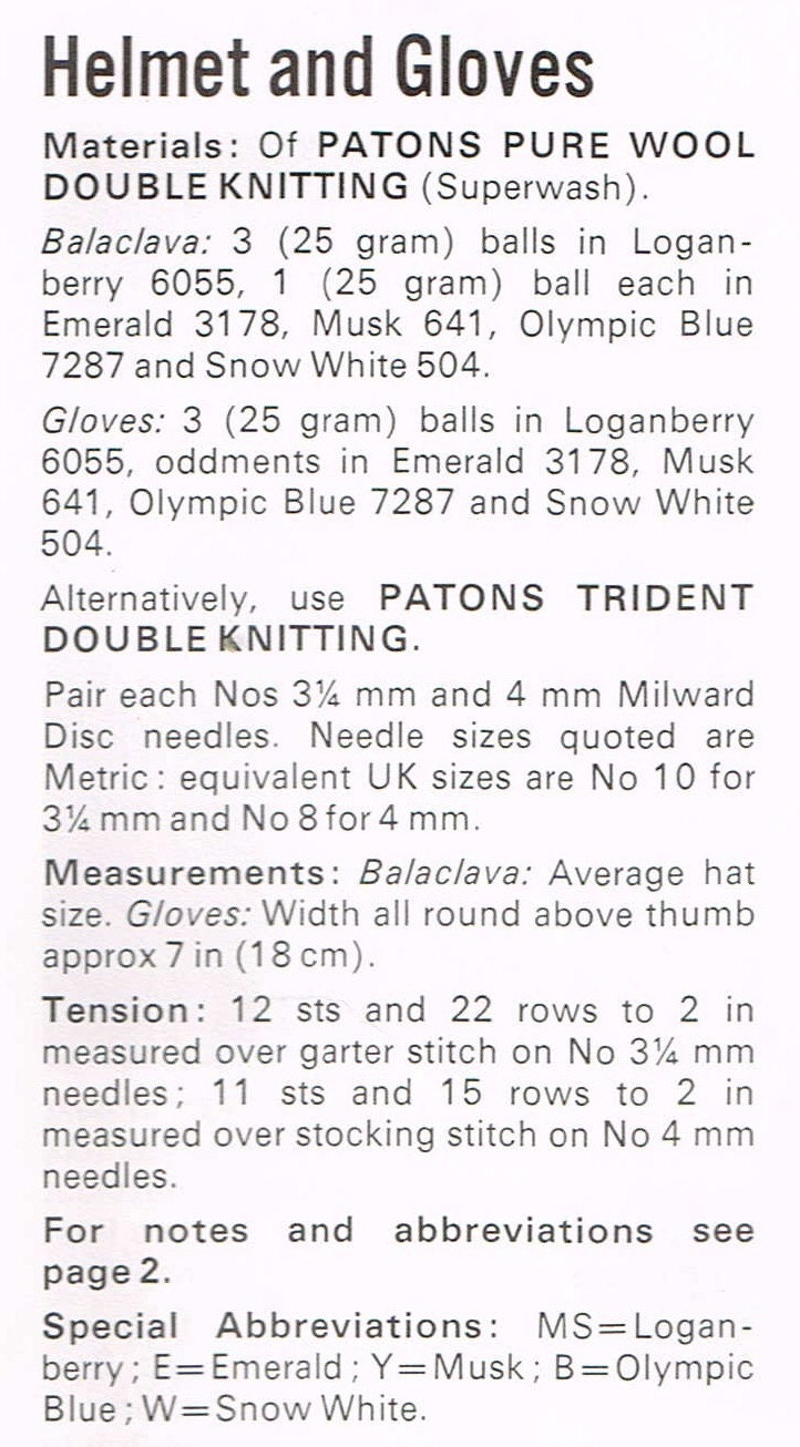 Vintage knitting pattern Striped helmet with matching gloves | Etsy