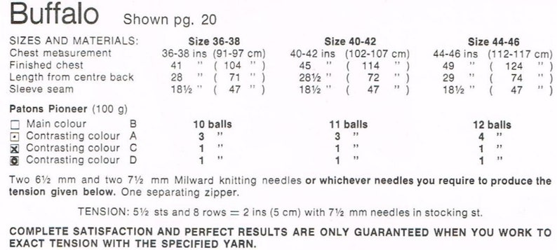 Vintage Men's Knitting Pattern Buffalo Jacket With Seperating Zipper ...