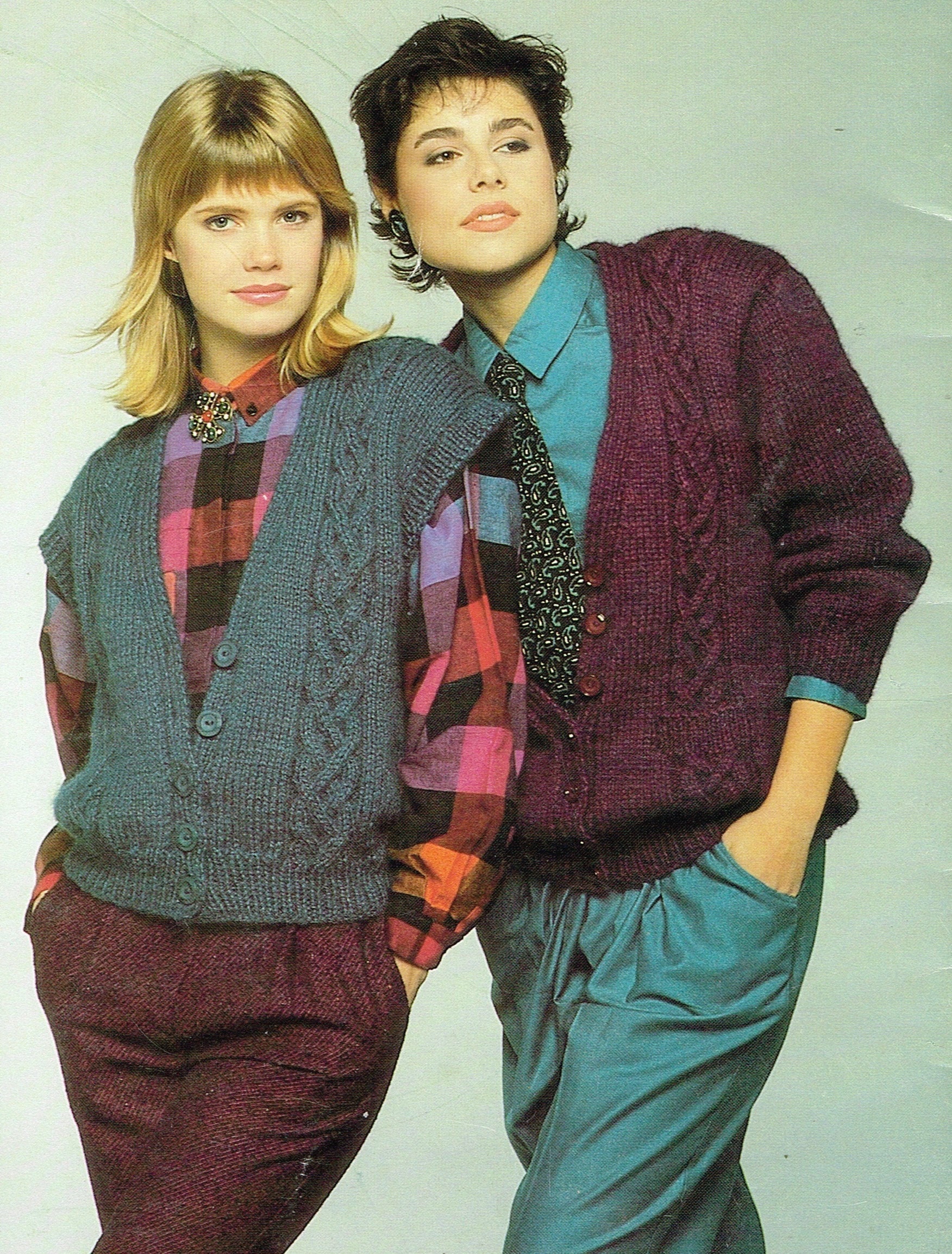 80s Knitting Pattern Cable Cardigan Sweater, With or Without Sleeves ...