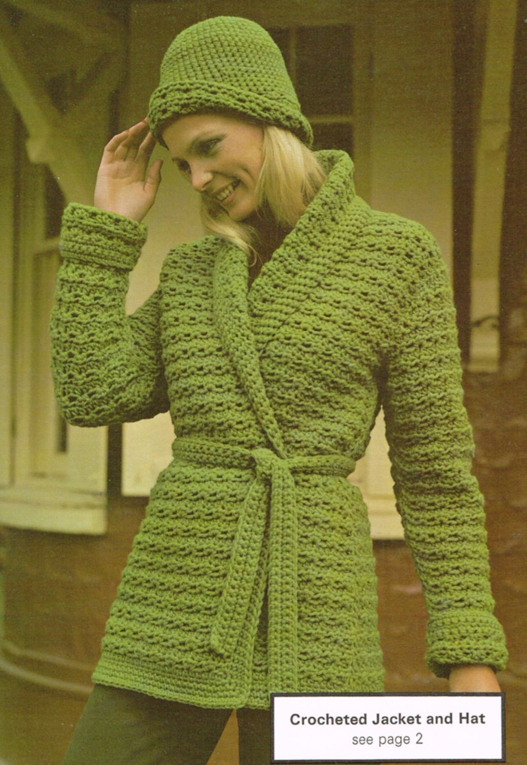 Vintage Crochet Pattern for Women Ladies Long Cardigan or Coat and Hat ...
