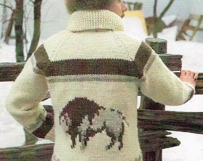 Vintage Men's Knitting Pattern Buffalo Jacket With - Etsy