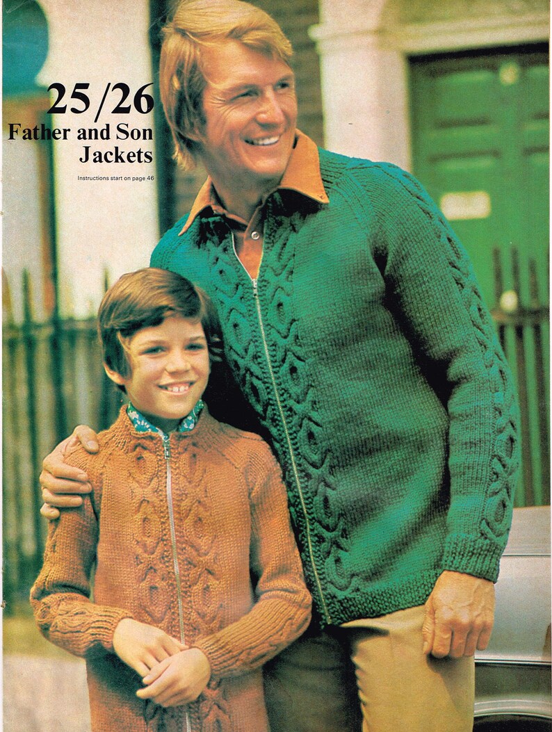 Vintage Father & Son Knitting Patterns Sweater Coats or - Etsy