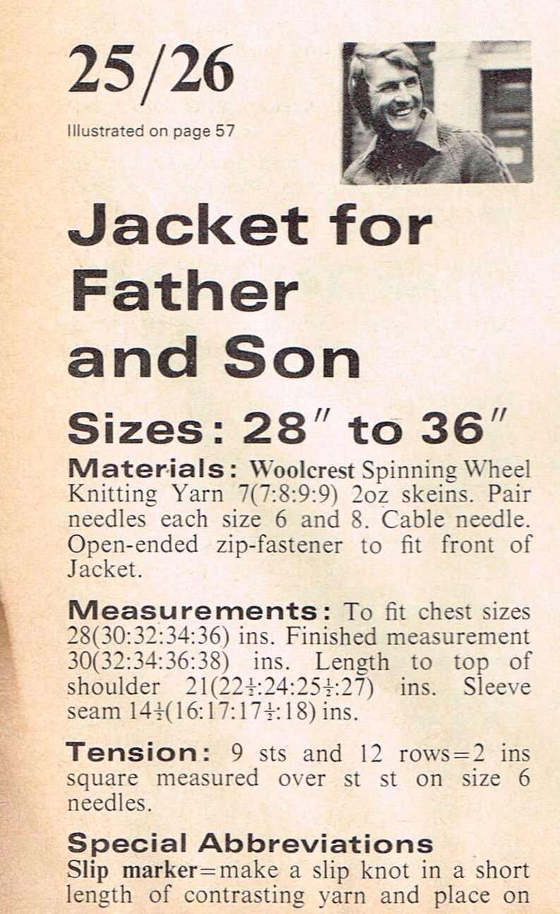 Vintage Father & Son Knitting Patterns Sweater Coats or - Etsy
