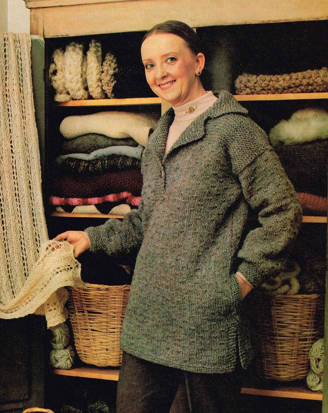 Vintage Knitting Pattern for Women Collared Tunic Sweater - Etsy