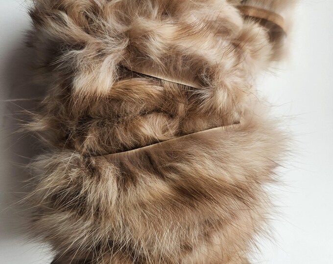Real Rabbit Fur Trim by the YARD Natural Light Brown Beige Variegated ...
