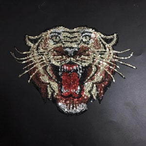 Tiger Sequined Applique Patch,paillette Patch,sequins Tiger Patch Supplies for Coat,t-shirt ...