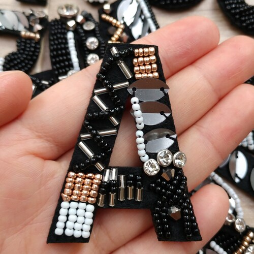 Delicate Embroidery Beaded Letters Sequined Applique | Etsy