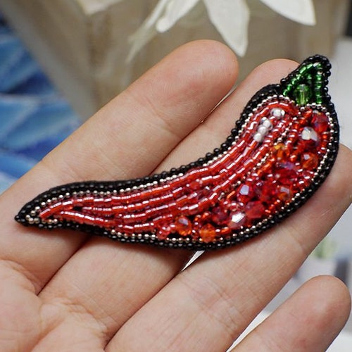 Delicate Embroidery Beaded Hot Pepper Sequined Applique - Etsy