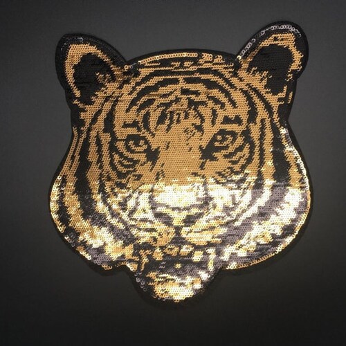 Gold Tiger Head Sequined Applique Patchpaillette - Etsy