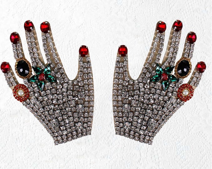 A Pair of Embroidery Rhinestone Hand Sequined Applique - Etsy