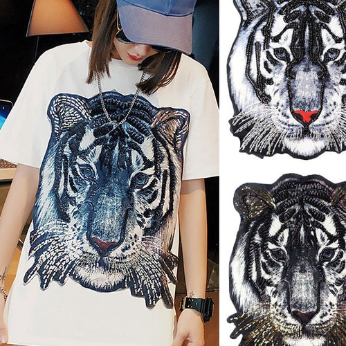 Large Tiger Head Sequined Applique Patchpaillette | Etsy