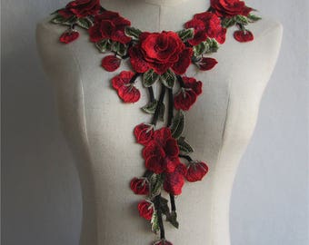 Delicate Embroidered Florals Collar Applique PatchVintage | Etsy