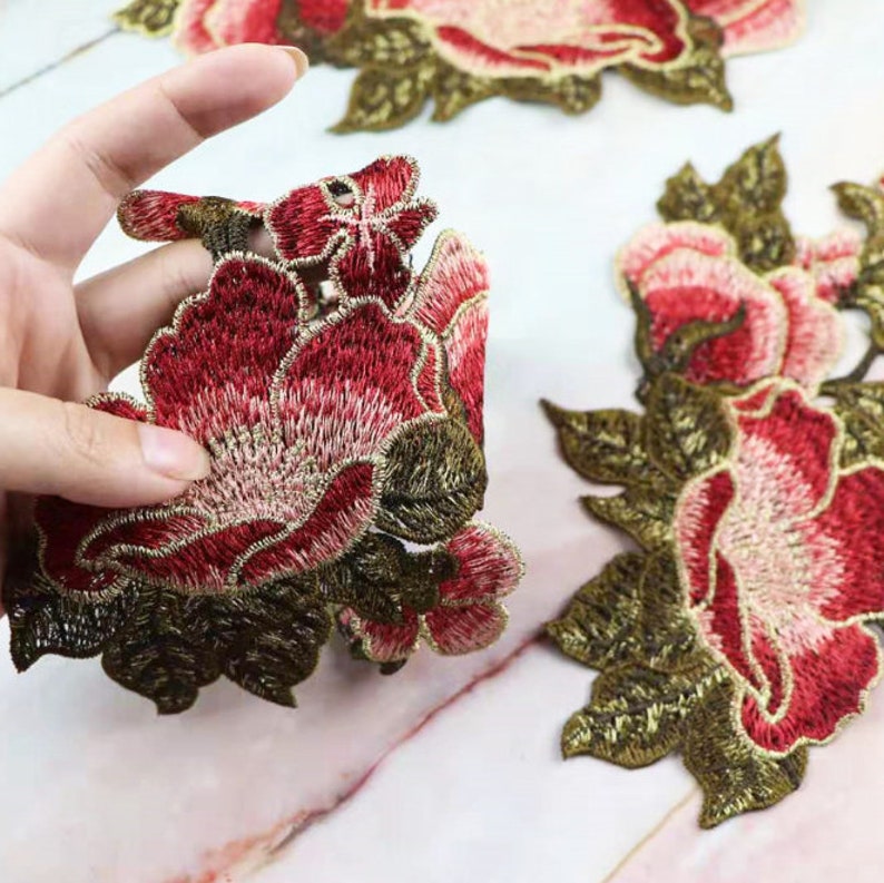 3 Pieces Embroidered Flower Applique Patchvintage Floral - Etsy