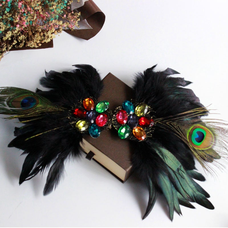 A Pair of Feather Diamond EpauletHandmade Shoulder | Etsy