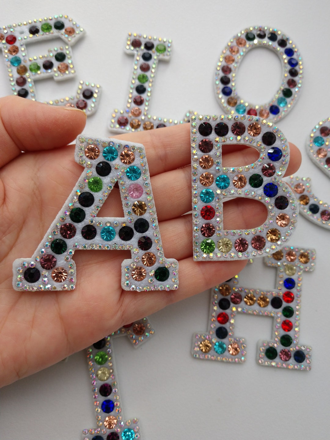 Colorful Diamond and Rhinestone Letters Iron on Applique - Etsy