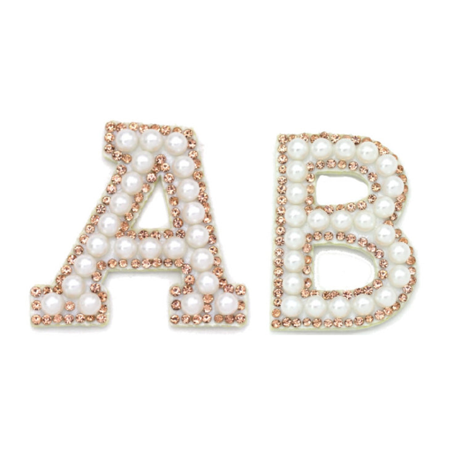 Gold Pearl and Rhinestone Letters Iron on Applique - Etsy