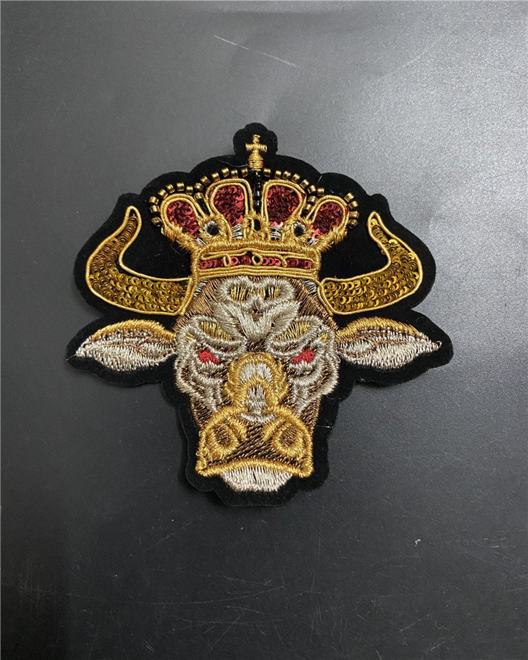 Bull Sequined Embroidery Applique Patch,paillette Patch,sequins Crown ...