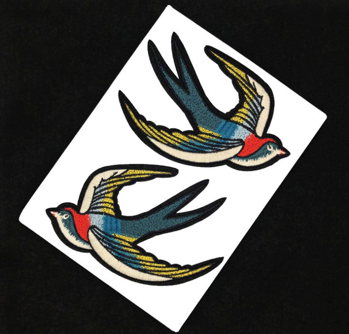 A Pair of Swallow Embroidery Iron on Applique | Etsy