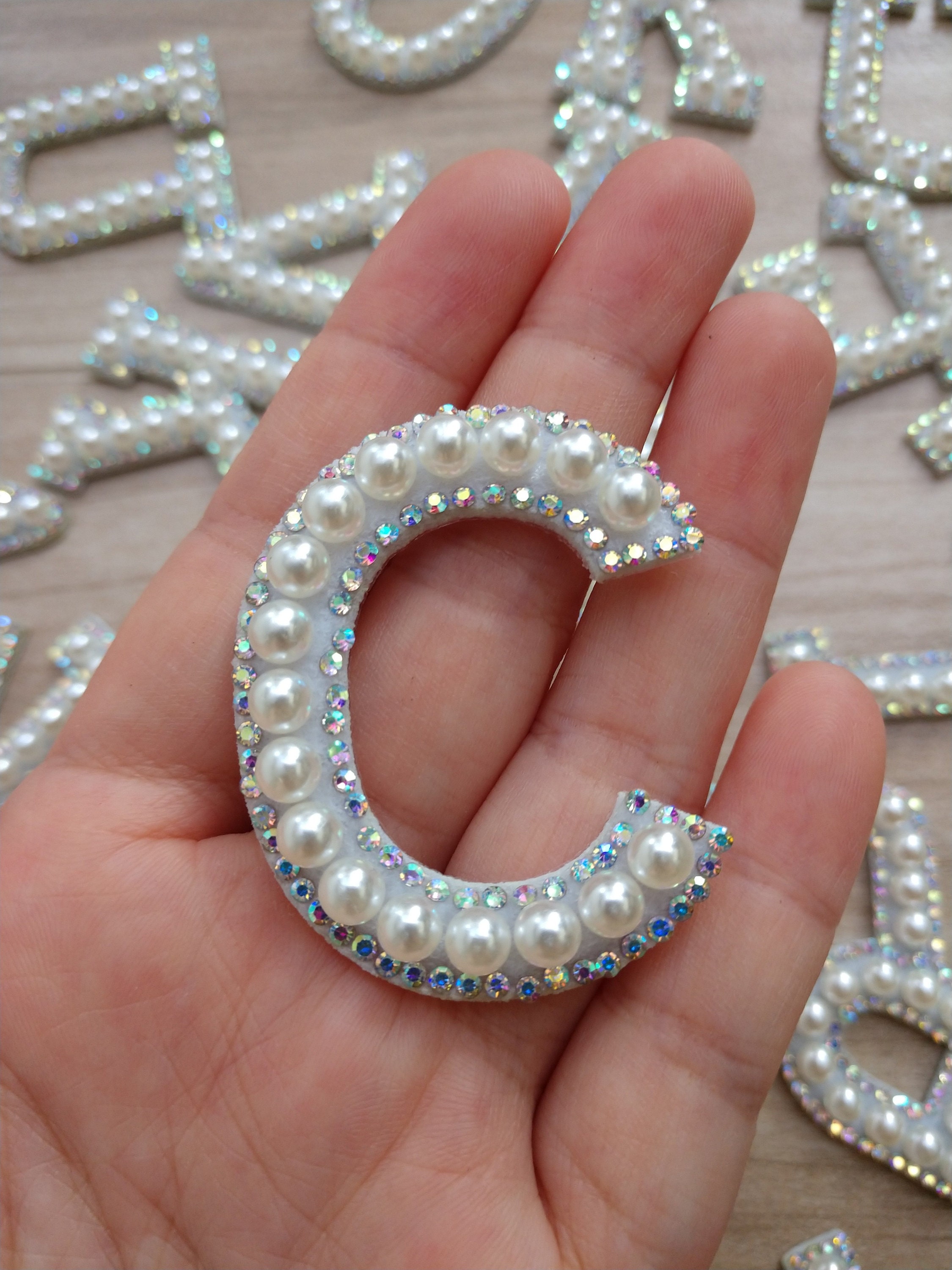 Delicate Pearl and Rhinestone Letters Iron on Applique - Etsy