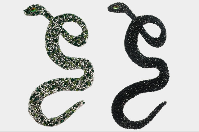 Snake Embroidery Rhinestone Iron on Applique Patchdiamond - Etsy