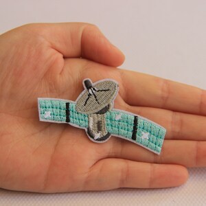 Astronaut or Satellite Embroidery Iron On Applique | Etsy