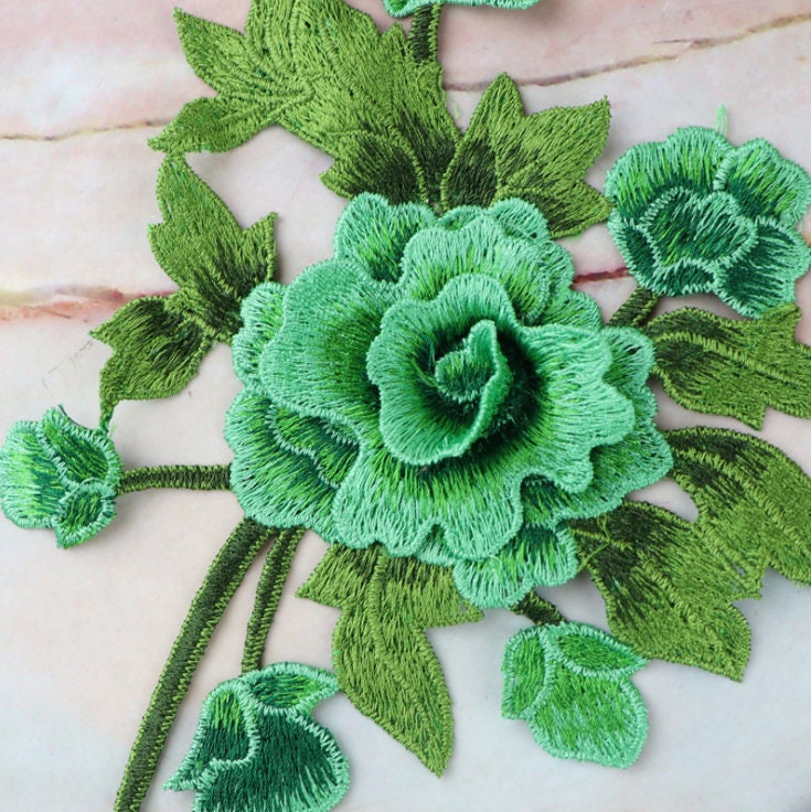 A Pair of Embroidered 3D Flower Applique Patchvintage Floral | Etsy