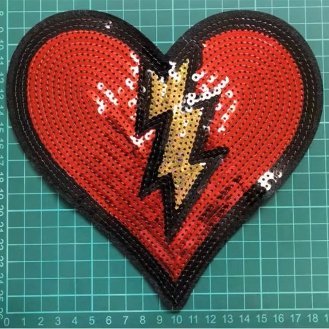 Lightning Sequined Applique Patch,paillette Patch,sequins Heart Patch ...