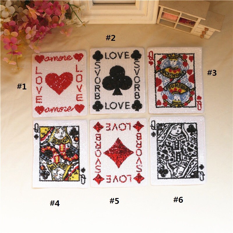 Playing Cards Sequined Applique Patchpaillette Patchsequins - Etsy