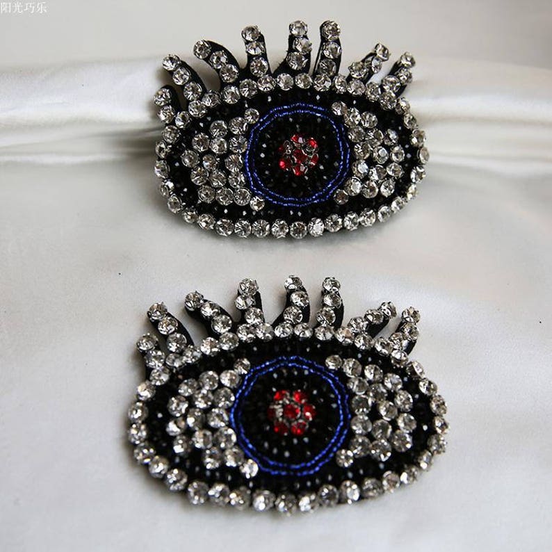 A Pair of Embroidery Beaded Eye Sequined Applique | Etsy