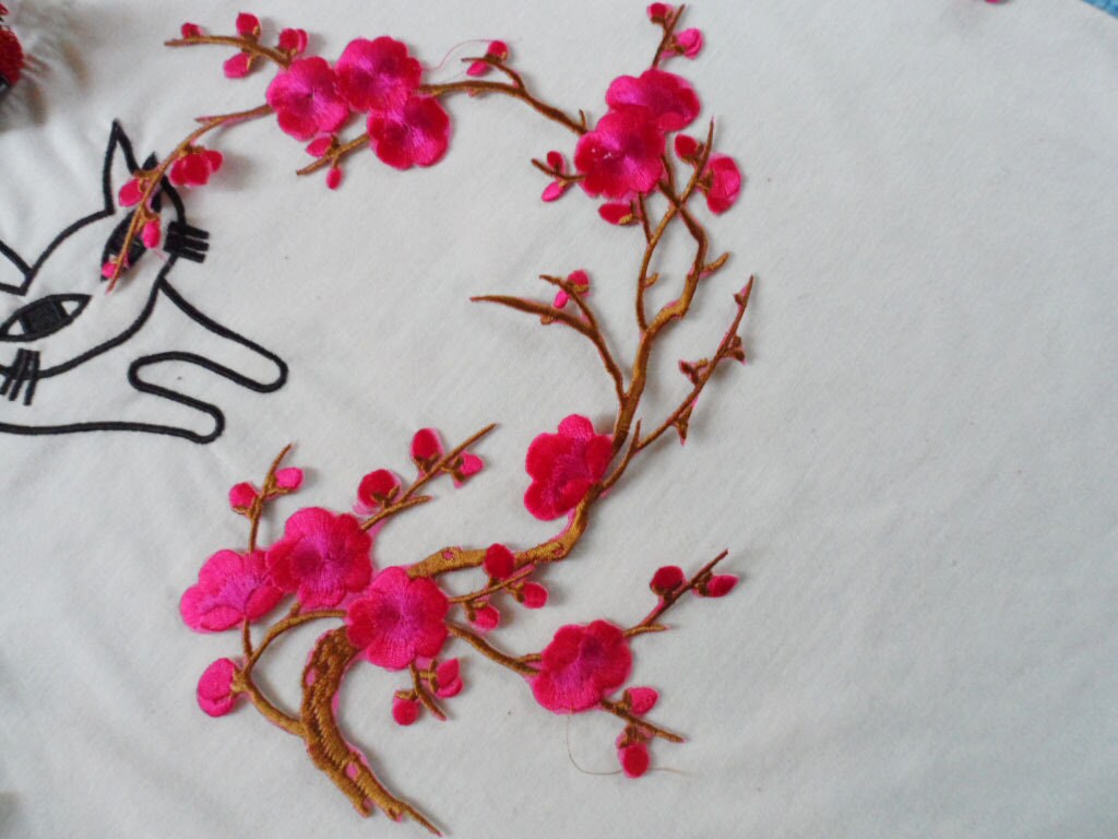 Delicate Embroidered Red Flower Applique Patchvintage Floral - Etsy