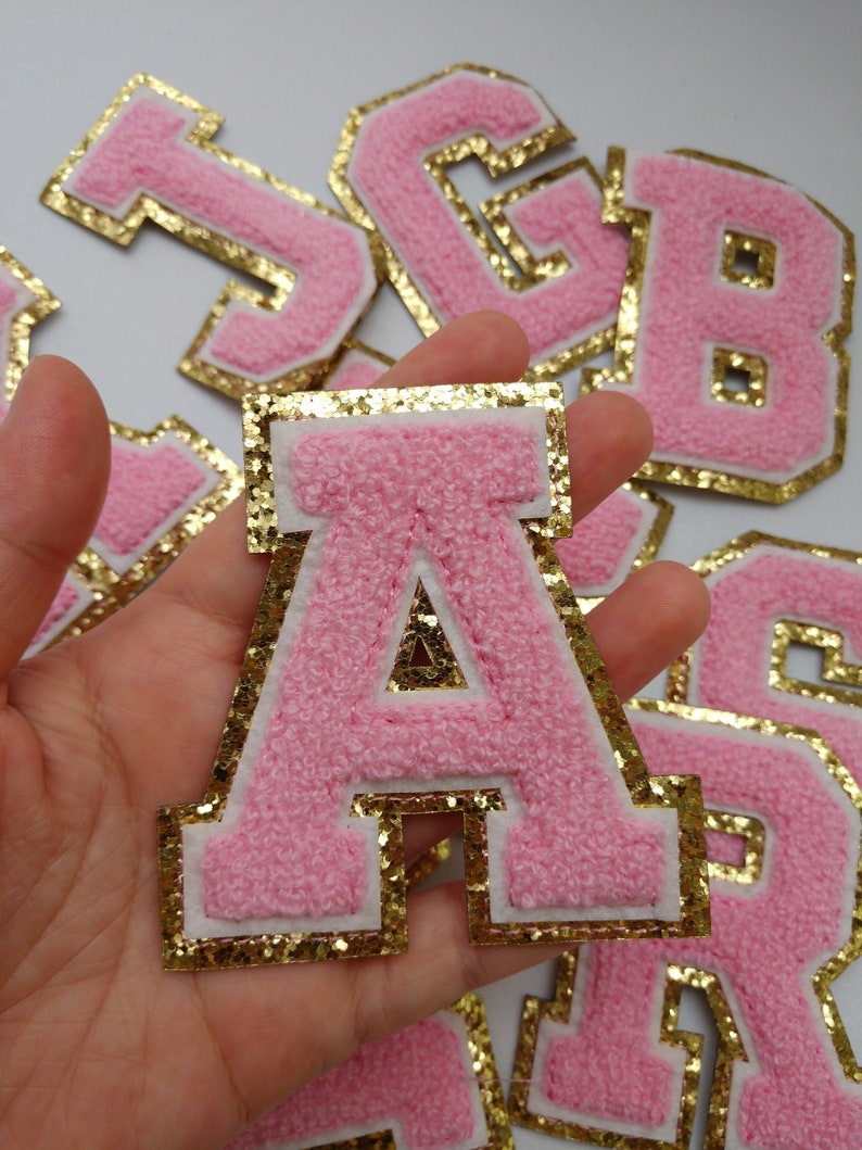 Pink Embroidered Letter Iron on Applique Patchembroidery Name - Etsy