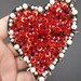 Red Heart Embroidery Rhinestone Applique Patch,beaded Heart Patch ...