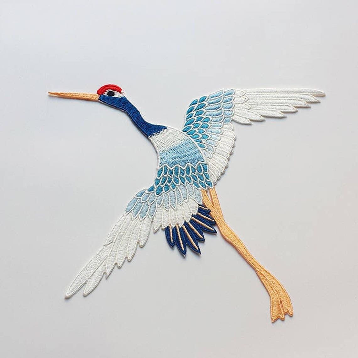 Delicate Blue Cranes Embroidered Applique Patchembroidery | Etsy